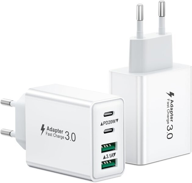 2-paki Usb pistikuga kiirlaadija, 40w 4-pordiga Usb C laadija mitme ...