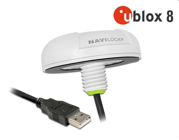 Navilock USB 2.0 Multi GNSS UDR vastuvõtja u-blox NEO-M8U 4.5m, valge ...