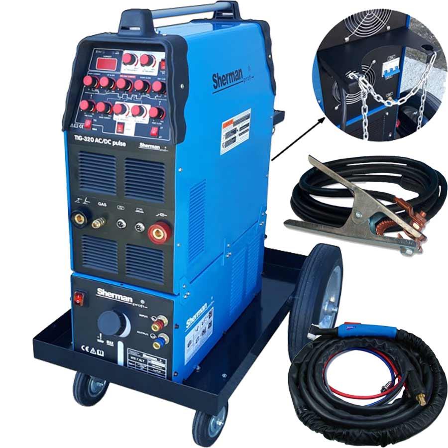 Sherman TIG 320 AC/DC Pulse welding inverter (HF TIG, MMA) + WS-7,5LT ...
