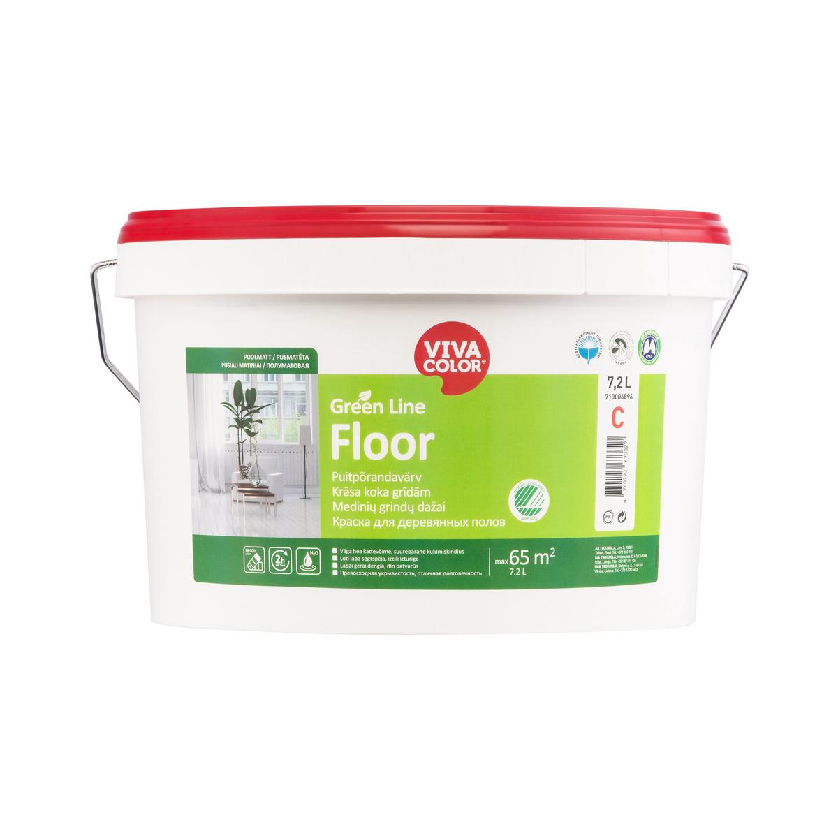 Varem Põrandavärv Viva Color Green Line Floor, 7,2 L, A-valge ...