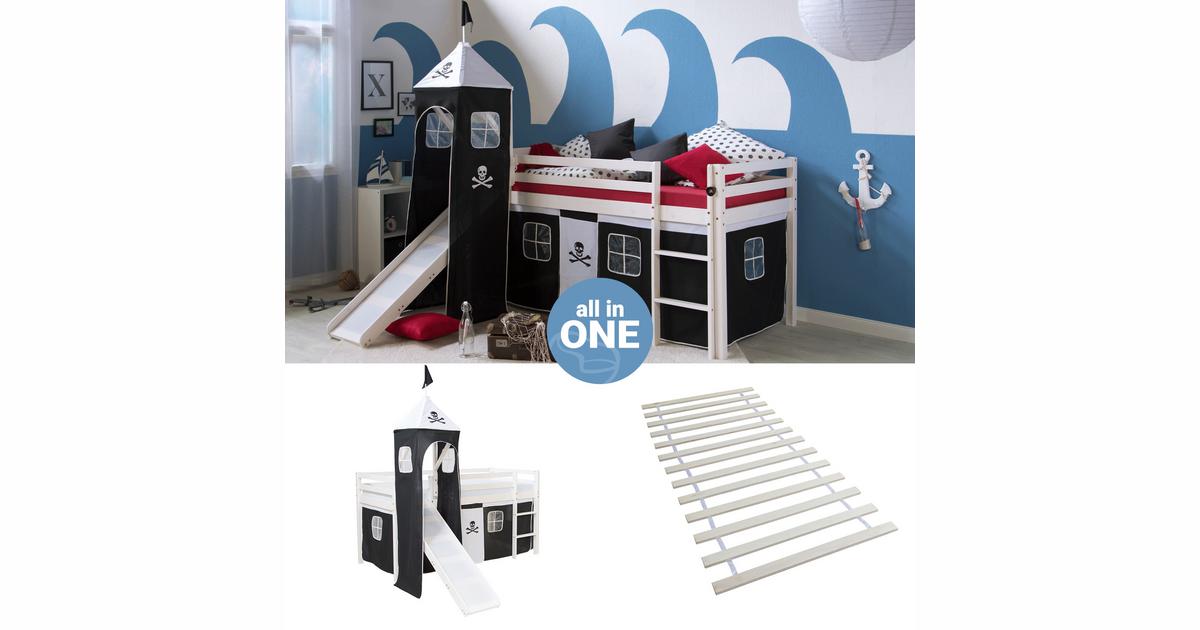 Homestyle Laste narivoodi liumäega 207,5x228x219,5 valge ja must ...