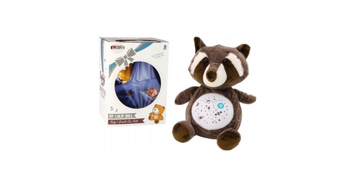 Lean Toys Teddy Bear Sleeping Lights Sounds Night and Day Mode Raccoon ...
