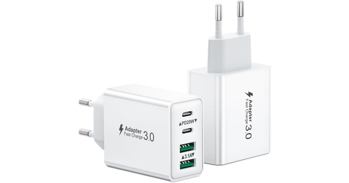 2-paki Usb pistikuga kiirlaadija, 40w 4-pordiga Usb C laadija mitme ...