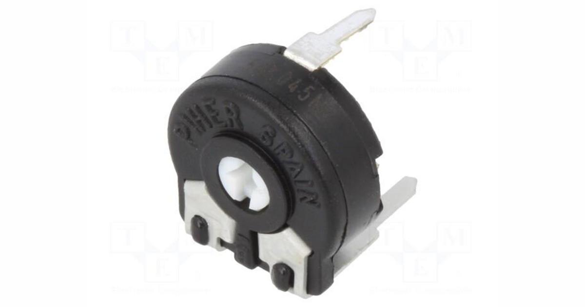 Piher Potentiometer: mounting | single turn,horizontal | 50kΩ | 150mW ...