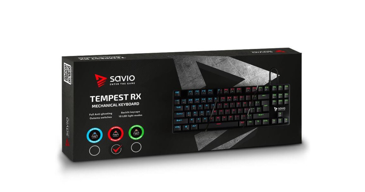 SAVIO Keyboard TEMPEST SAVGK-TEMPEST RED (mechanical; USB; (EU); black ...