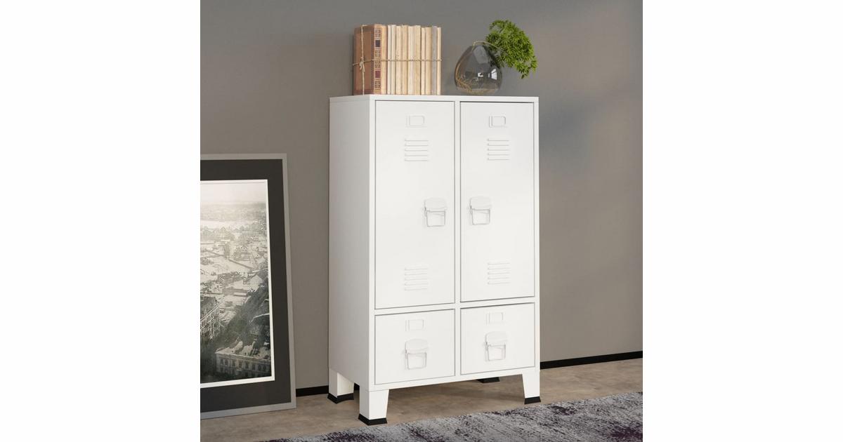 vidaXL tööstuslik garderoob, valge, 67x35x107 cm, teras 339611 ...