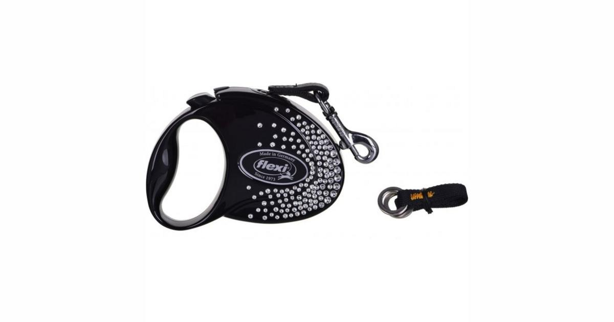 Flexi Flexi Glam Splash Crystal leash, S STRIP 3 m, black ...