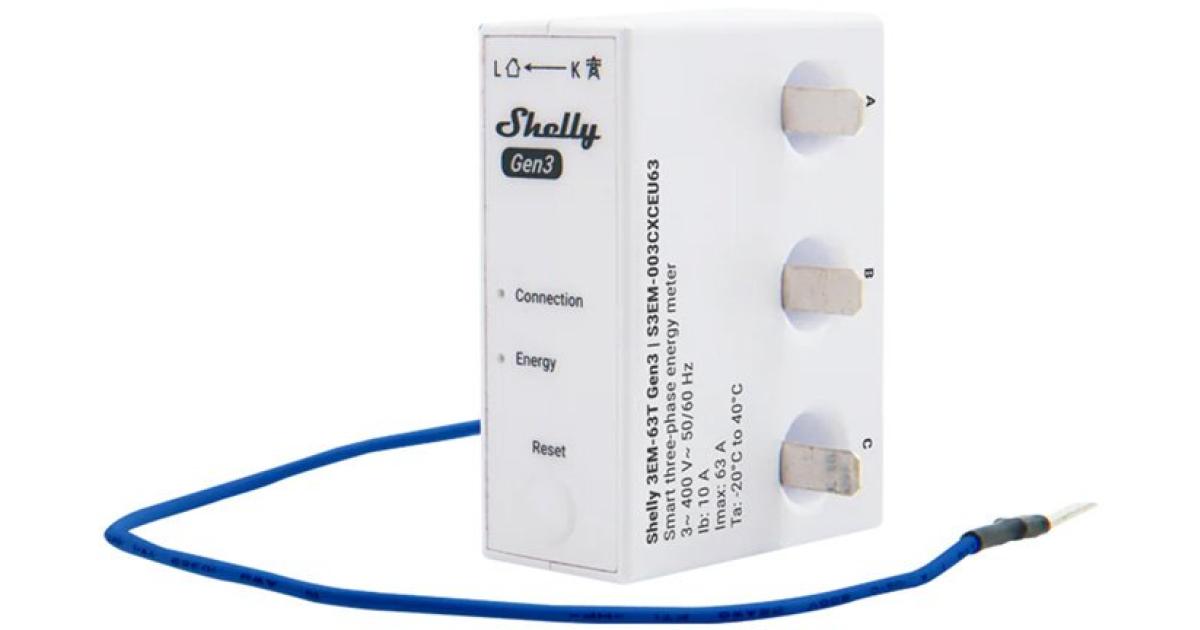 Shelly 3EM-63T Gen3 1/3-channel WiFi energy meter with flat terminal ...