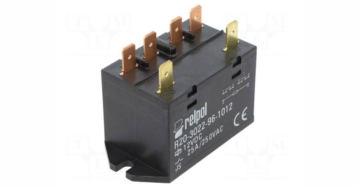 Relpol Relay: electromagnetic | DPST-NO | Ucoil: 12VDC | 25A | max ...