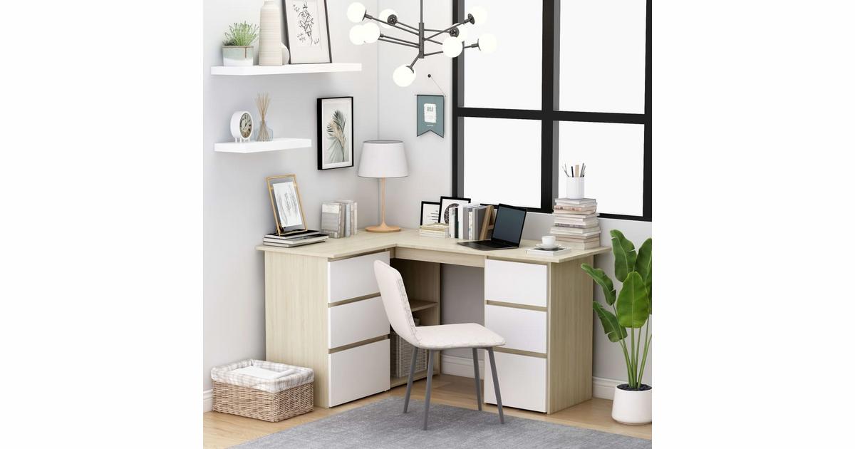 vidaXL nurgalaud valge, Sonoma tamm 145 x 100 x 76 cm puitlaastplaat ...