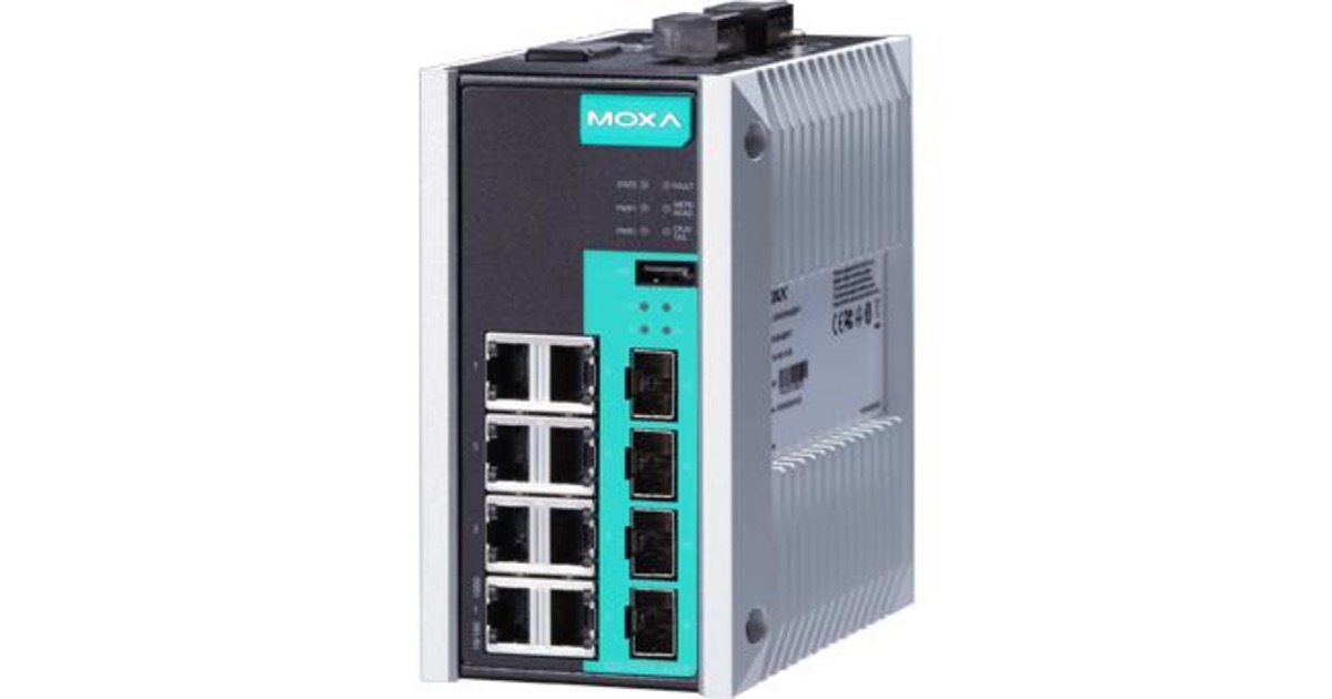 MOXA 12-port full Gigabit managed Ethernet switch,8 Gigabit T(X) ports ...