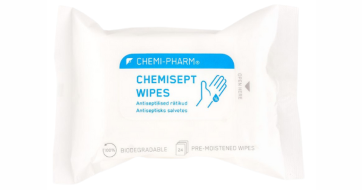 CHEMISEPT Salvrätikud kätele niisutatud antibakteriaalsed CHEMI-PHARM ...